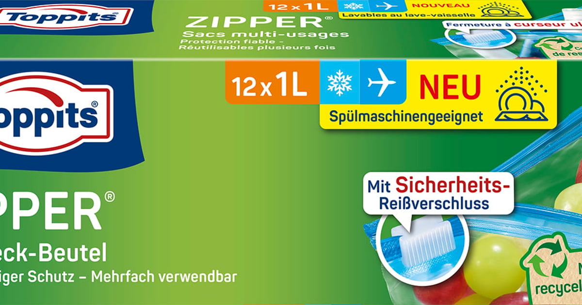 Toppits Zipper Allzweck-Beutel, 1l