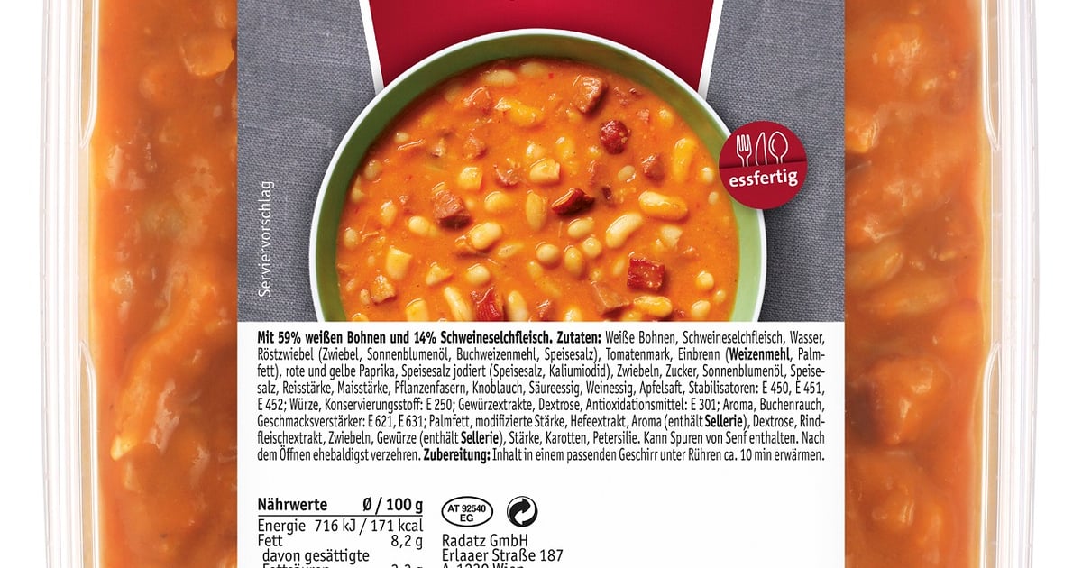 Radatz Bohneneintopf mit Selchfleisch
