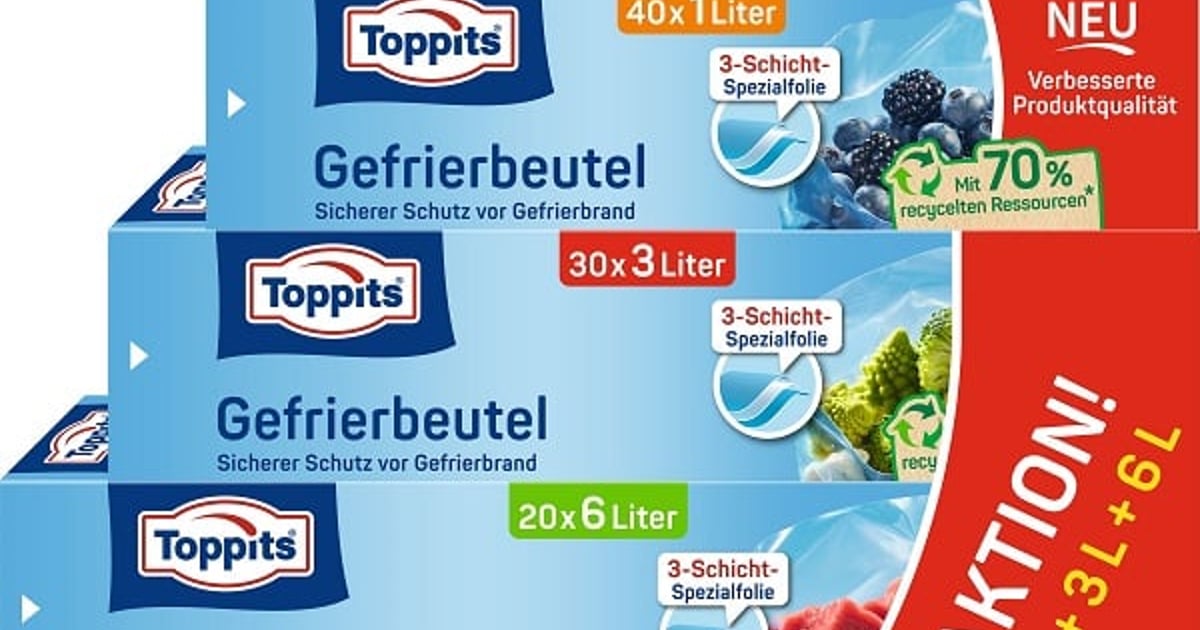 Toppits® Gefrierbeutel Aktions-Sortimentspack 1L+3L+6L