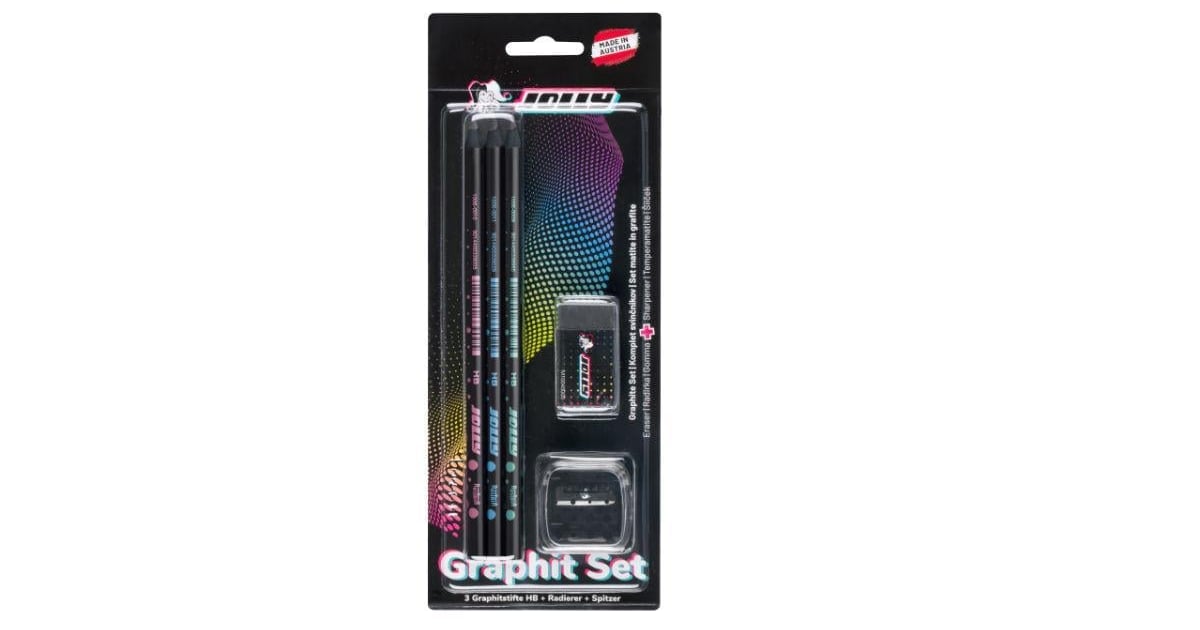 JOLLY Graphitstifte-Set Next Generation 3 Stück inkl. Radierer und Spitzer