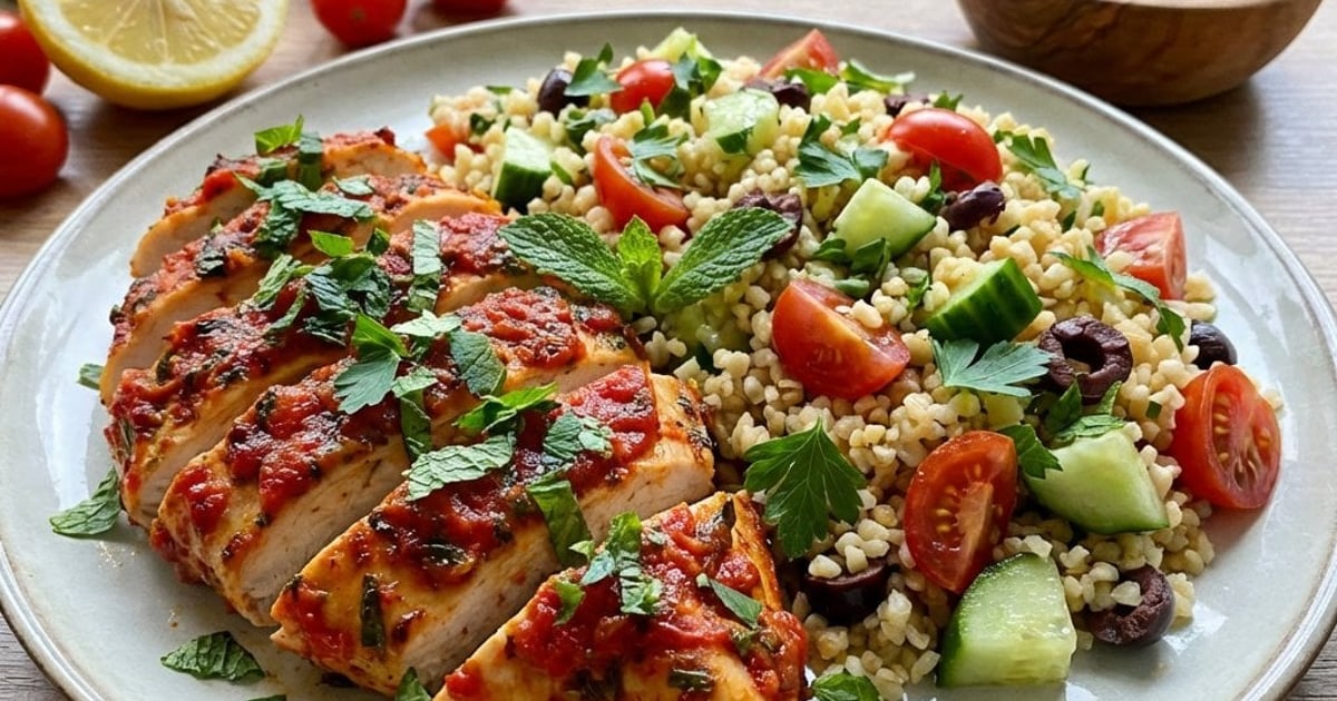 Hendlbrust in Paradeiser-Marinade mit Bulgursalat | Gurkerl Küche