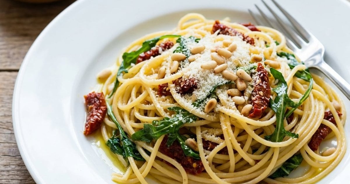 Spaghetti mit getrockneten Paradeisern und Rucola | Gurkerl Küche