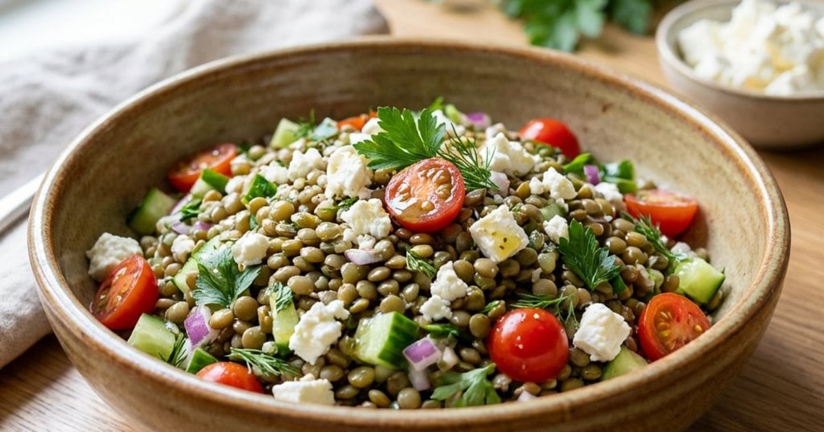 Linsensalat mit Feta Rezept | Frisch & Proteinreich | Gurkerl.at